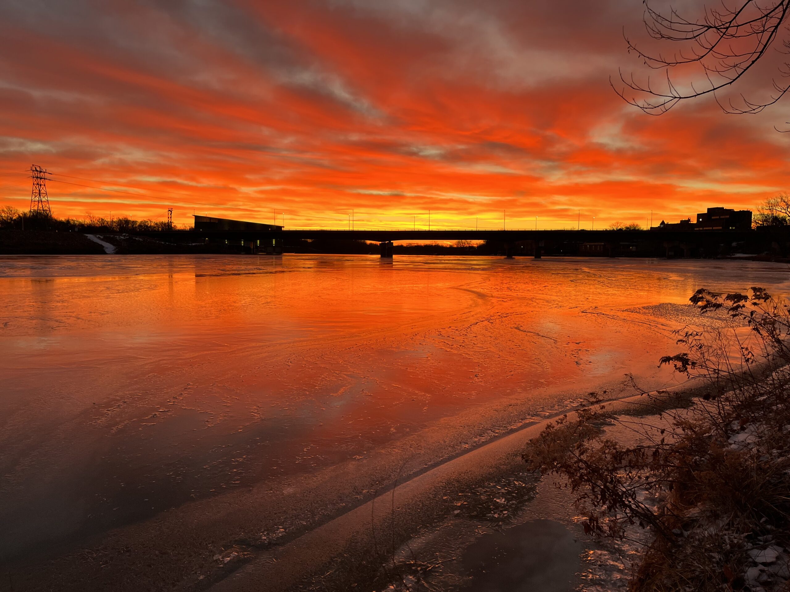 PHOTO: Icy Kansas River a mirror for fiery sunrise over Lawrence | News ...